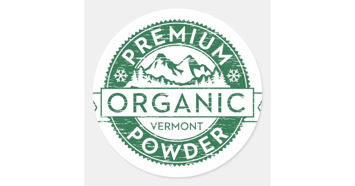 Premium Organic Vermont Powder Sticker | Zazzle