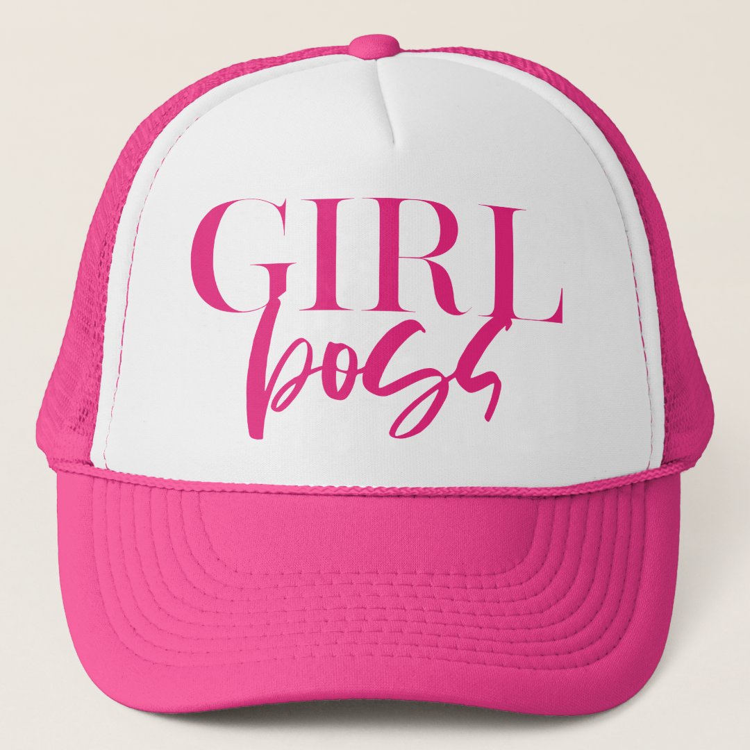 Premium Pink | Girl Boss | Modern Ultra Trucker Hat | Zazzle