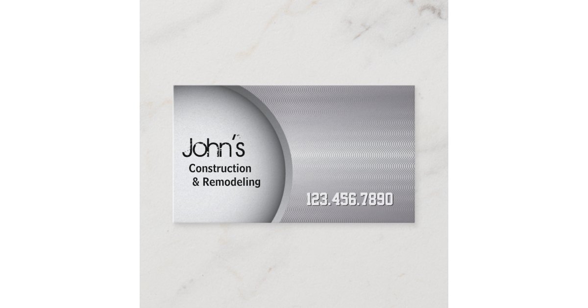 Premium Stainless Steel Construction Business Card | Zazzle