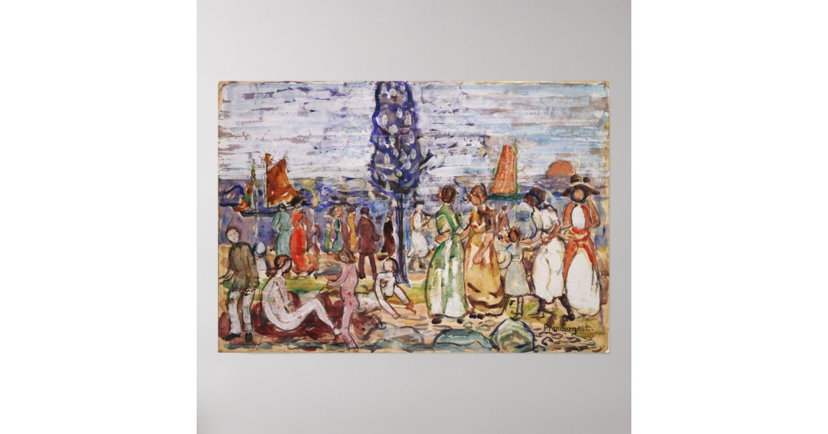 Prendergast - Beach With Blue Tree Poster | Zazzle