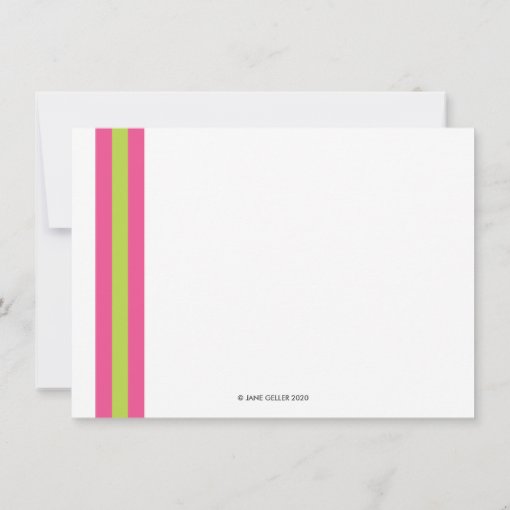 Prep Stripe Bright Pink and Lime Green Thank You Card | Zazzle