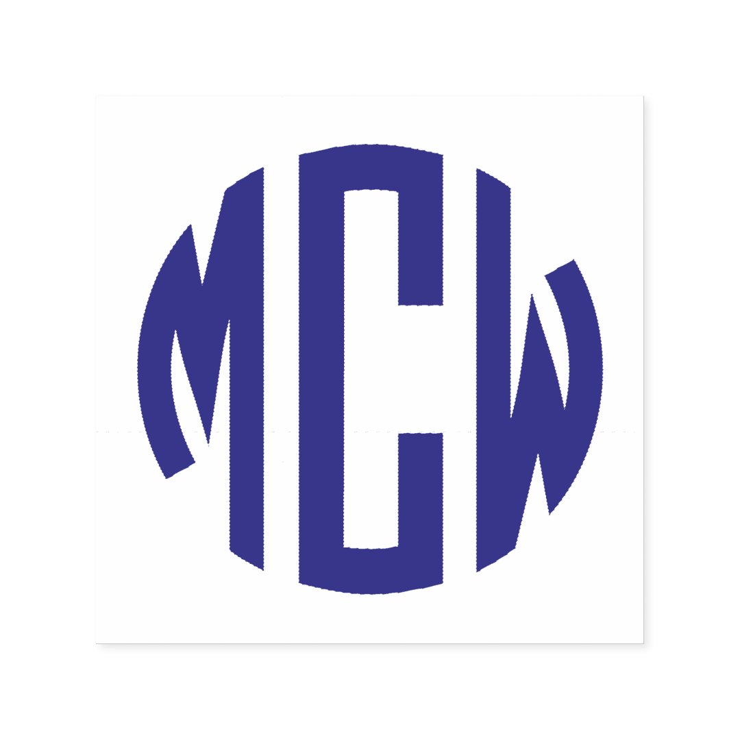 Preppy 3 Initial Circle Monogram Self-inking Stamp | Zazzle