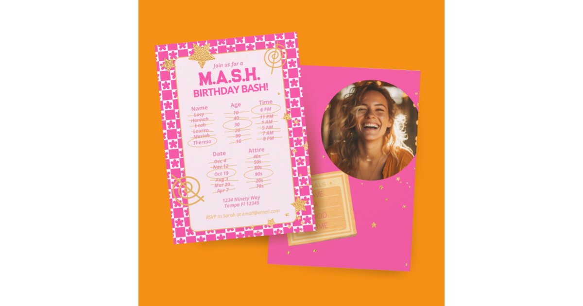 Preppy 90s Pink Throwback Birthday Party Invitation | Zazzle