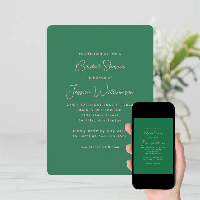 Preppy Aesthetic Pink and Green Bridal Shower Invitation | Zazzle