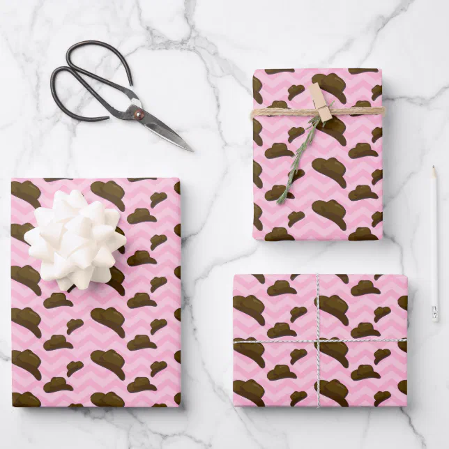 Preppy Aesthetic Pink Cowboy Cowgirl Wrapping Paper Sheets | Zazzle