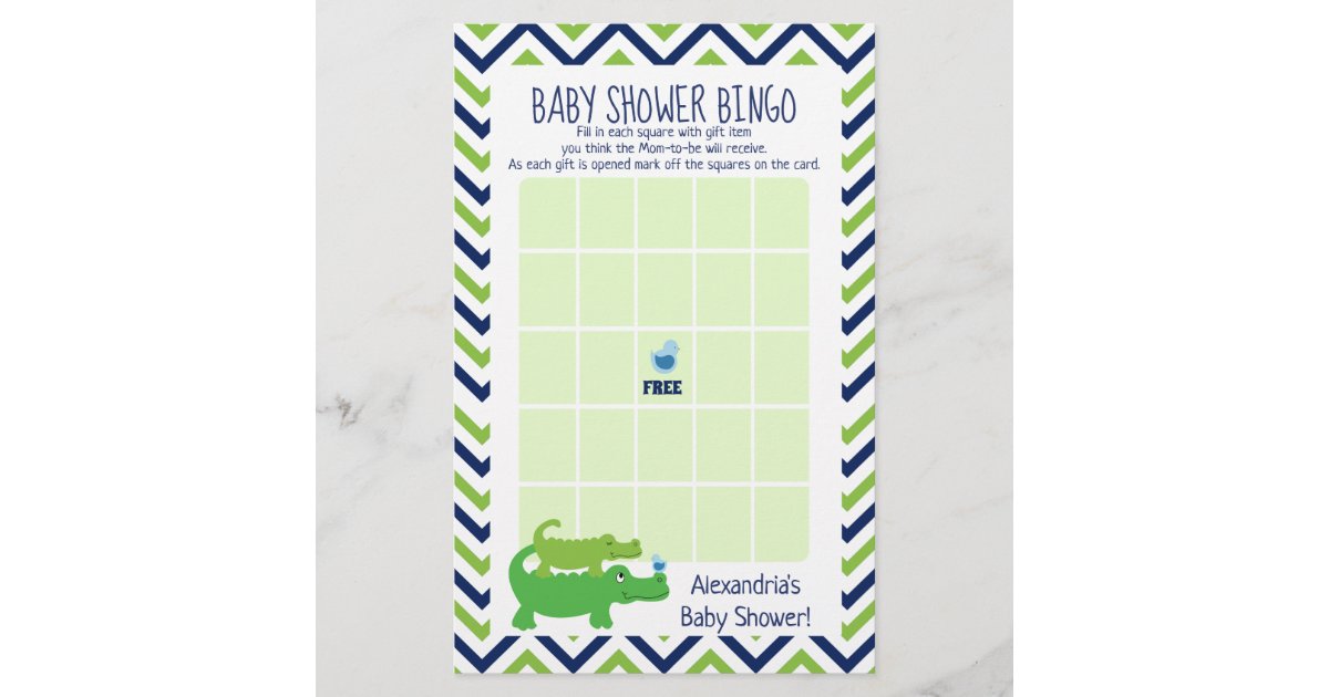 Preppy Alligator Baby Shower Bingo Game | Zazzle