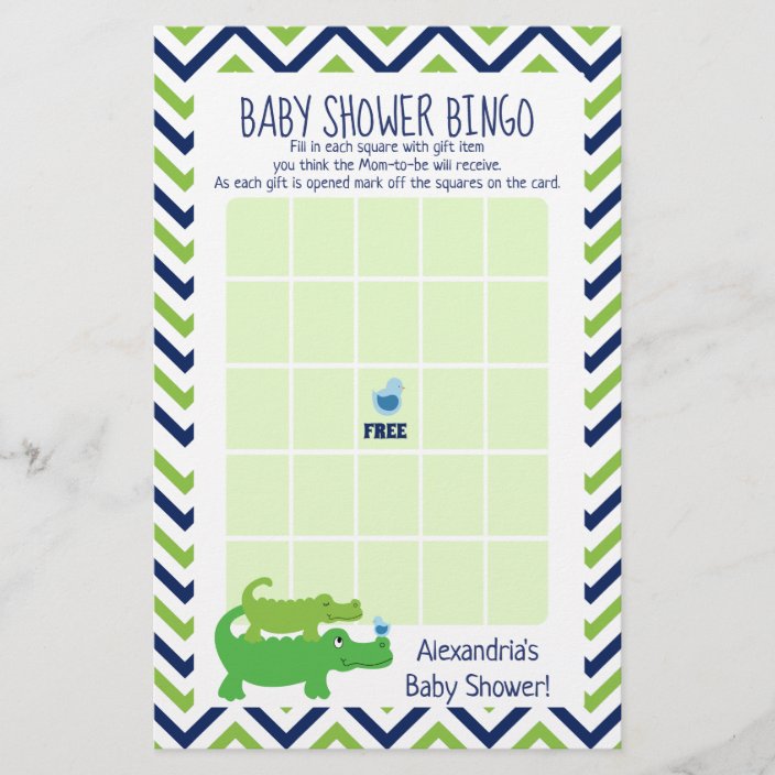 Preppy Alligator Baby Shower Bingo Game | Zazzle.com