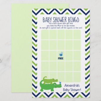 Preppy Alligator Baby Shower Bingo Game | Zazzle
