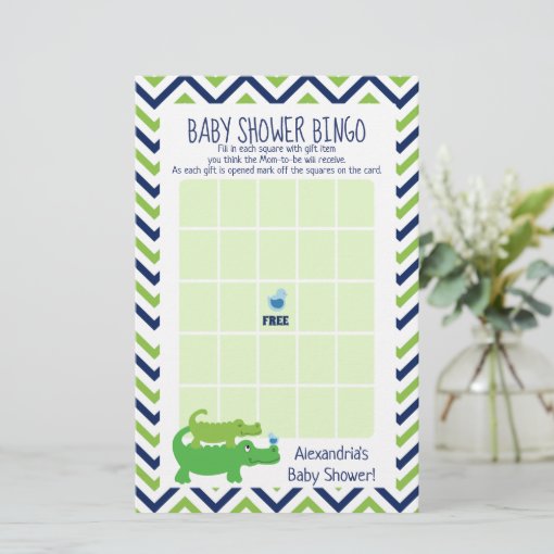 Preppy Alligator Baby Shower Bingo Game | Zazzle