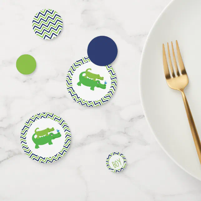 Preppy Alligator Baby Shower Confetti Decorations | Zazzle