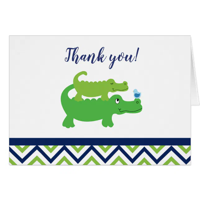 Preppy Alligator Crocodile Folded Thank you Notes | Zazzle