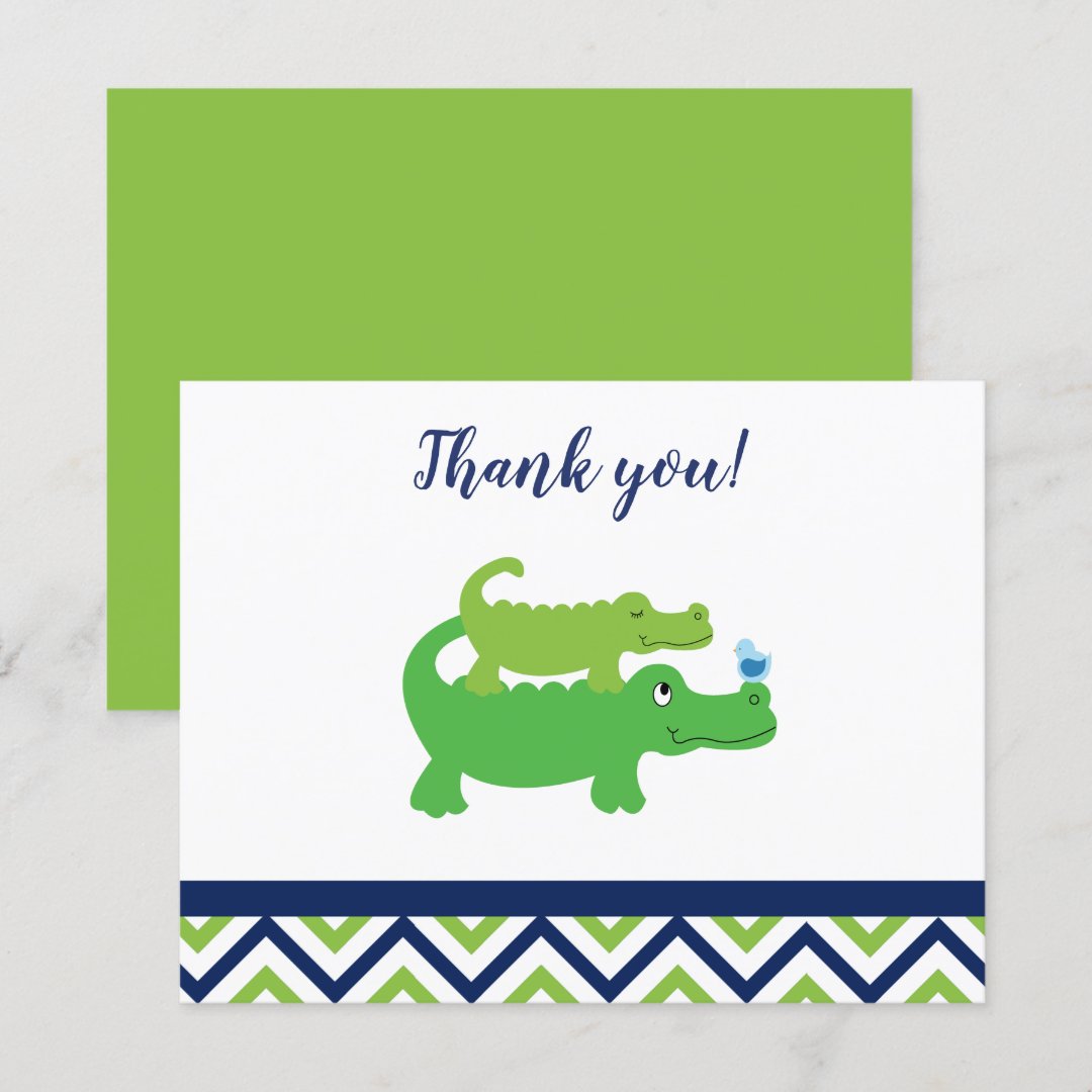 Preppy Alligator Crocodile Thank you notes Invitation | Zazzle