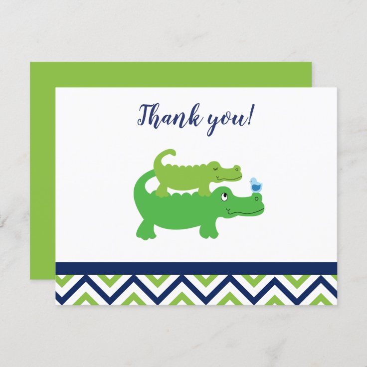 Preppy Alligator Crocodile Thank you notes Invitation | Zazzle