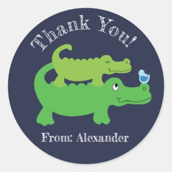 Preppy Alligator Custom Favor Sticker | Zazzle