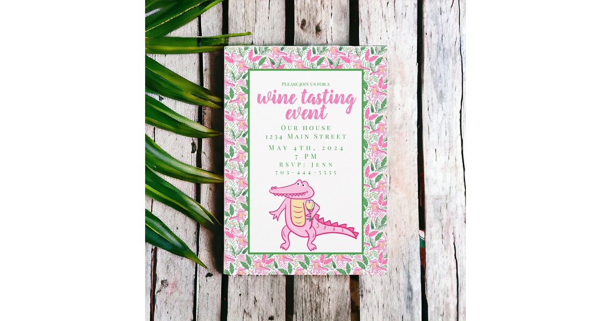 Preppy Alligator Wine Tasting Invitation | Zazzle
