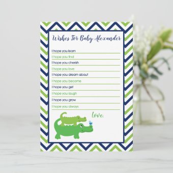 Preppy Alligator Wishes for Baby Card | Zazzle