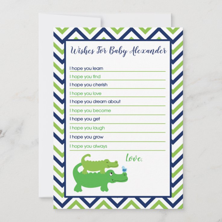 Preppy Alligator Wishes for Baby Card | Zazzle