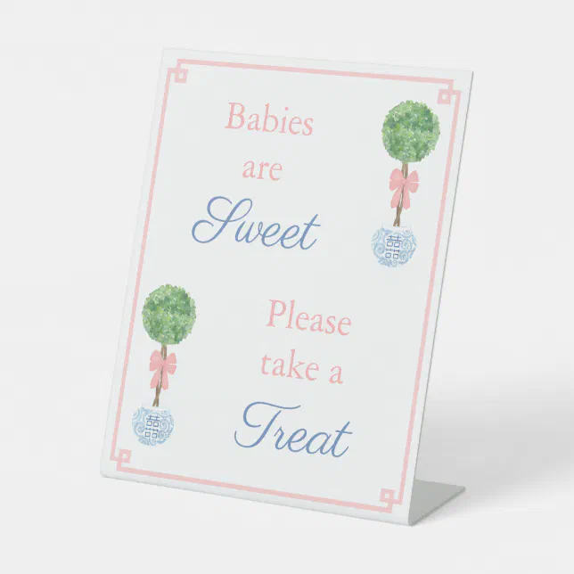 Preppy Babies Are Sweet Take a Treat Favor Table Pedestal Sign | Zazzle