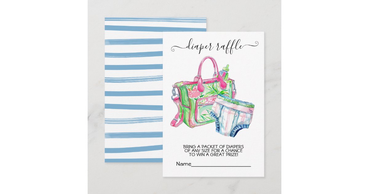 Preppy Baby Shower diaper raffle card | Zazzle