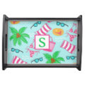 Preppy Beach Bikini Towel Palm Tree Towel Monogram Serving Tray | Zazzle