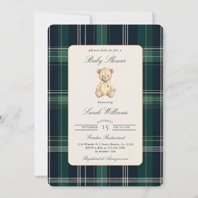 Preppy Bear Baby Shower Boy Invitation | Zazzle