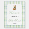 Preppy Bear Baby Shower Boy Welcome Sign | Zazzle