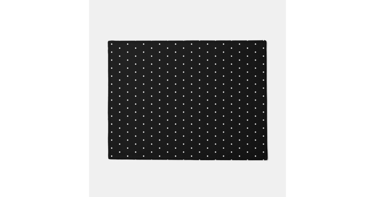 Preppy Black and White Tiny Polka Dots Pattern Doormat | Zazzle