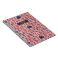 Preppy Blue and Coral Pattern Tropical Notebook | Zazzle