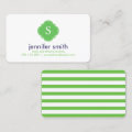 Preppy Blue and Green Monogrammed Calling Card | Zazzle