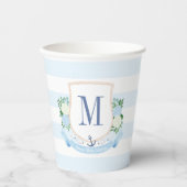 Preppy Blue And White Coastal Crest Baby Shower Paper Cups | Zazzle