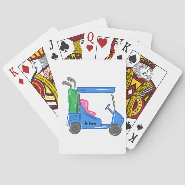 Preppy Blue Personalized Golf Cart Playing Cards | Zazzle