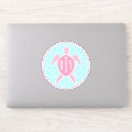 Preppy Blue Pink Monogram Quatrefoil Sea Turtle Sticker | Zazzle