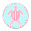 Preppy Blue Pink Monogram Quatrefoil Sea Turtle Sticker | Zazzle