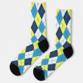 Preppy Blue Raspberry Lemon Yellow Argyle Socks | Zazzle