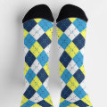 Preppy Blue Raspberry Lemon Yellow Argyle Socks | Zazzle