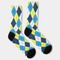 Preppy Blue Raspberry Lemon Yellow Argyle Socks | Zazzle