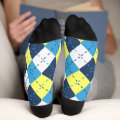 Preppy Blue Raspberry Lemon Yellow Argyle Socks | Zazzle