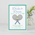 Preppy Blue Tennis Racquets Drinks Dinner Party Invitation | Zazzle