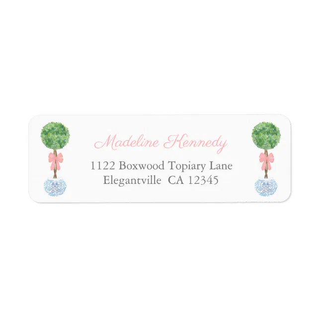 Preppy Boxwood Girl Baby Shower Return Address Lab Label | Zazzle