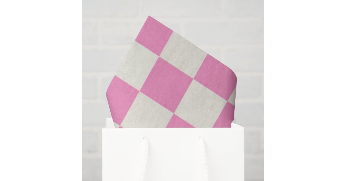 Preppy Checkerboard Pink White Mod Retro Tissue Paper | Zazzle