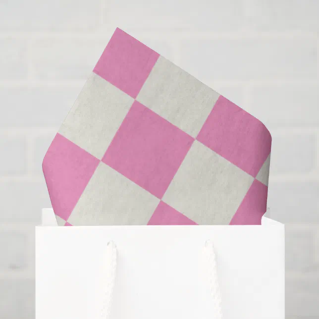 Preppy Checkerboard Pink White Mod Retro Tissue Paper | Zazzle