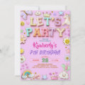 Preppy Chenille Patch Letter Stickers Birthday Invitation | Zazzle