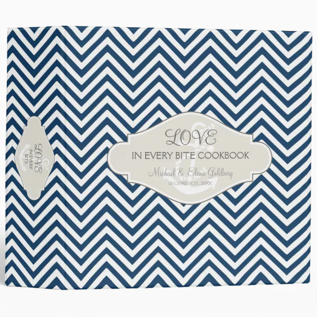 Preppy Chevron Stripe Modern Nautical Anchor 3 Ring Binder | Zazzle