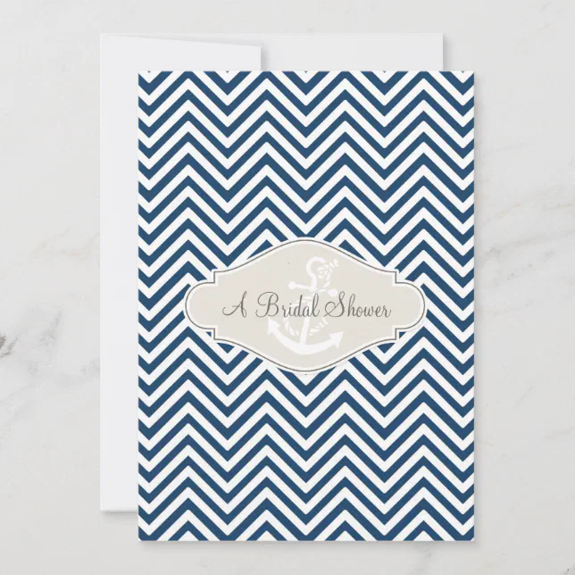 Preppy Chevron Stripe Modern Nautical Anchor Invitation | Zazzle