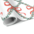Preppy Christmas Trellis with Red Bows Wrapping Paper | Zazzle