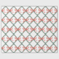 Preppy Christmas Trellis with Red Bows Wrapping Paper | Zazzle