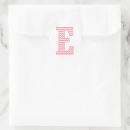Preppy Classic Pink Chevon Letter E Monogram Classic Round Sticker | Zazzle