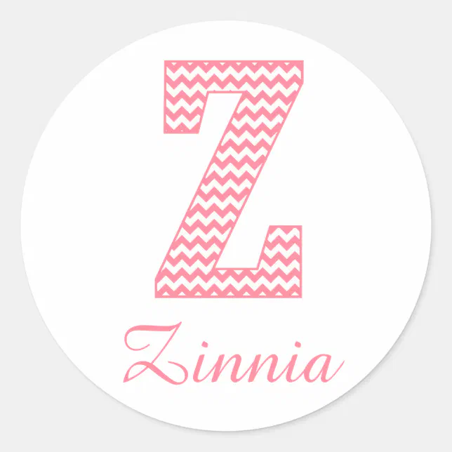Preppy Classic Pink Chevon Letter Z Monogram Classic Round Sticker | Zazzle