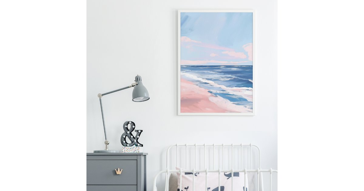 Preppy Coastal Beach Gouache Art Poster | Zazzle