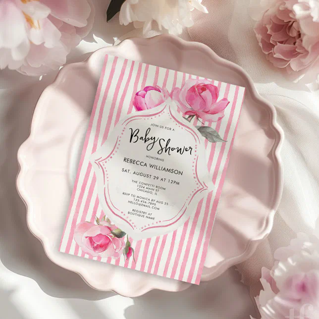 Preppy Coquette Grandmillenial Girl Baby Shower Invitation | Zazzle